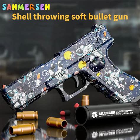 글록 M1911 리볼버 수동 쉘 배출 소프트 총알 장난감 총 어린이 소년 에어 소프트 권총 무기 블래스터 장거리 배출