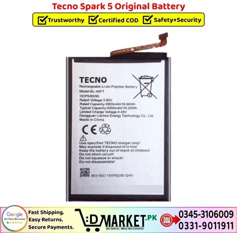 Tecno Spark 5 Pro Original Battery 2025 Exclusive