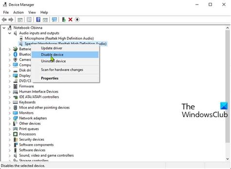 how to enable or disable sound output device in windows 10