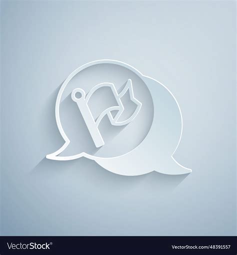 Paper Cut Flag Icon Isolated On Grey Background Vector Image