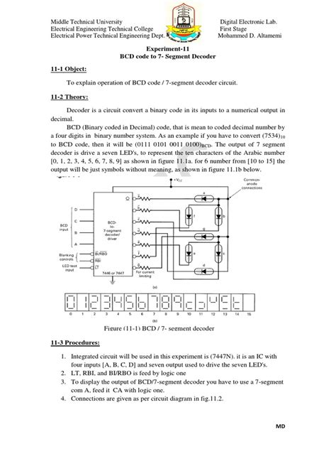 experiment 11 bcd code to 7 segment decoder 11 1 object pdf binary