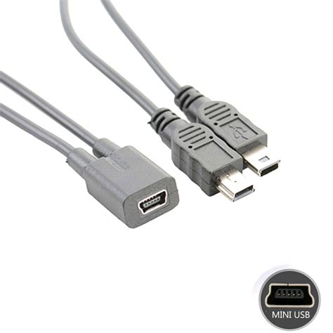 Mini Usb Female To Dual X Male Splitter Y Extension Charger Adapter Cable Yb Ebay