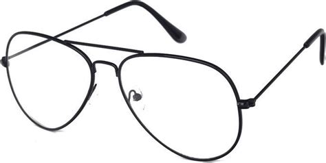 Aviator Bril Black Zwart Bril Zonder Sterkte 50 Mm
