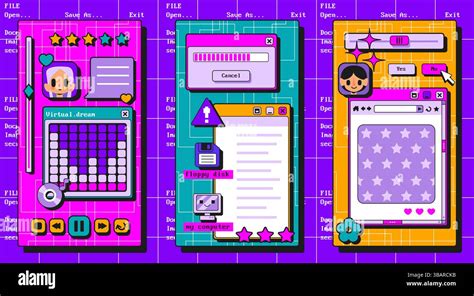 Retro User Interface Windows Collection Loading Screen Folder Explorer Message Box Dialog