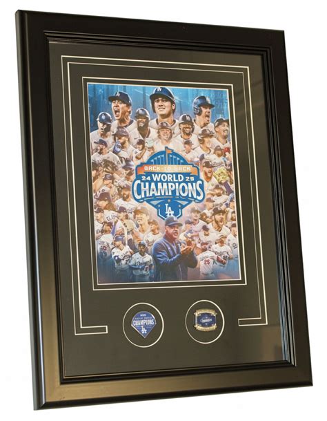 Los Angeles Dodgers 2025 World Series Champs 2 Pin Photo Framed Set