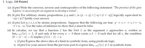 a 4 pts write the converse inverse and