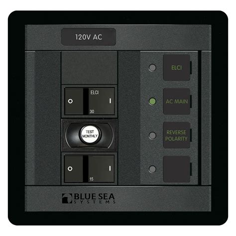 Панель выключателей с дифавтоматом Blue Sea 360 Panel System 1190 120В