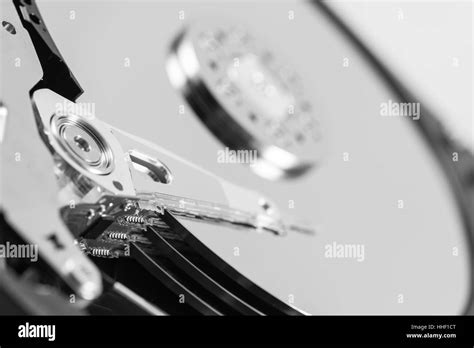 computer hard disk drive close up shot shallow depth of field macro