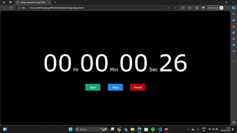 Compiled Code For Stop Watch Using Htmlcss And Js Youtube