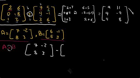 جمع و طرح المصفوفات Adding Subtracting Matrices Youtube