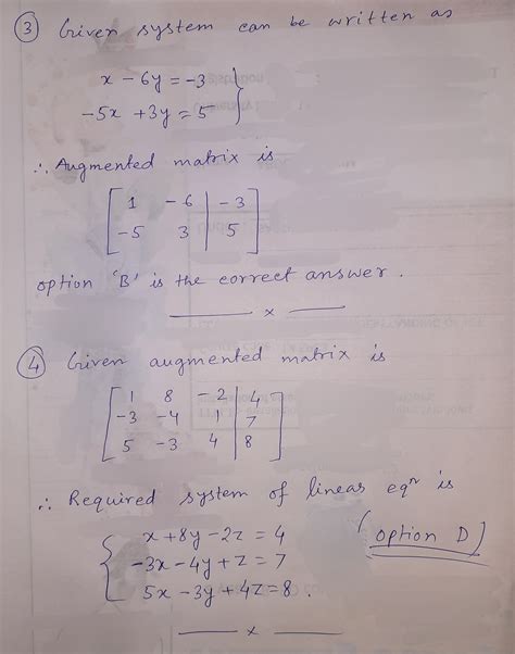 [solved] write the augmented matrix for the system of linear