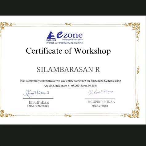 Silambarasan Rajendiran On Linkedin Embeddedsystems Arduino Ezone Workshopcompletion