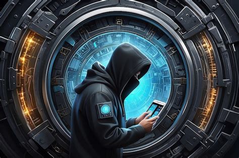 Premium Photo An Illustration Showcasing A Hacker Breaking Into A Virtual Vault