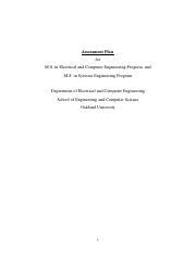 ECE SYS MS Plan Doc Assessment Plan For M S In Electrical And Computer Engineering Program