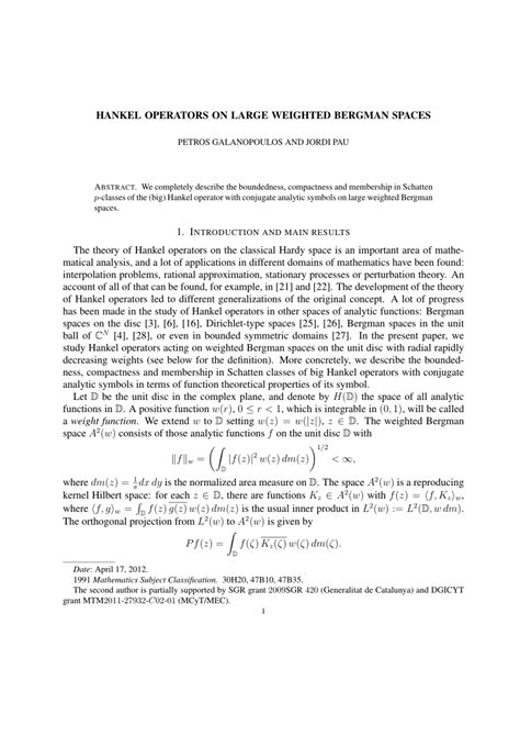 Pdf Hankel Operators On Large Weighted Bergman Spaces