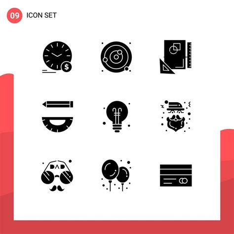 Universal Icon Symbols Group Of 9 Modern Solid Glyphs Of Design Coding Solar System Sketching