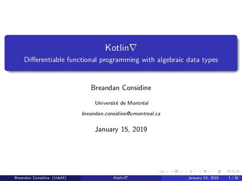 Kotlin𝛁 Differentiable Functional Programming With Algebraic Data