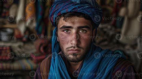 Close Up Portrait Of A Young Pashtun Male Artisan With A Serious