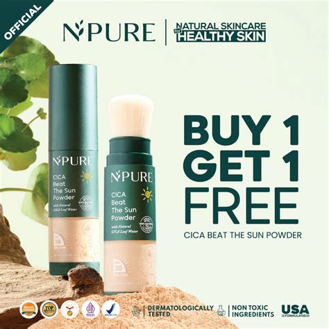 Jual Npure 【buy 1 Get 1】 Sunscreen Powder Cica Beat The Sun Powder