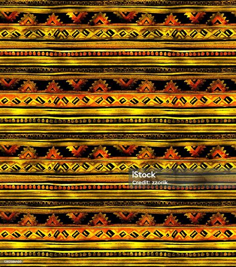 블랙 스트라이프 배경의 황금 부족 디자인 골드 스트라이프와 삼각형이 있는 매끄러운 기하학적 민속 패턴 수채화 0명에 대한 스톡 벡터 아트 및 기타 이미지 Istock