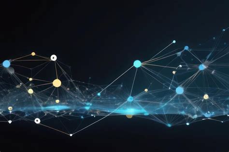 Abstract Digital Network With Glowing Nodes And Connections On A Dark Background Premium Ai