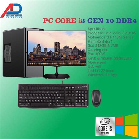 Jual Komputer Intel Core I3 Gen 10 Ram 8gb Ssd 512gb Led 22 Full Set Shopee Indonesia