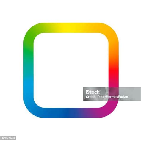둥근 사각형 무지개 그라데이션 컬러 스퀴글 컬러 앱 기호 둥근 모서리가있는 다채로운 프레임 흰색 배경에 격리된 아이콘 벡터
