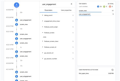 Firebase Analytics User Engagement Graph Not Showing Screenview