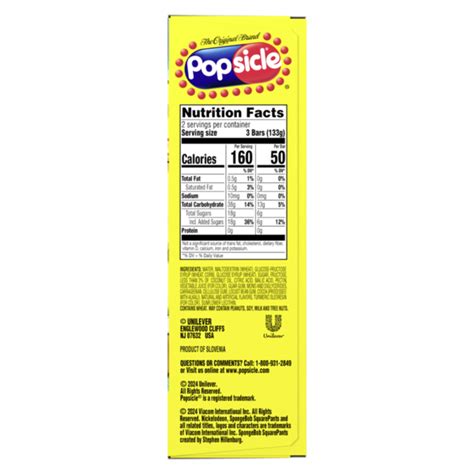 Popsicle Frozen Confection Bars Spongebob Squarepants Same Day Delivery