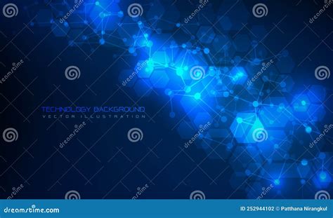 Abstract Technology Connect Blue Polygon Dna Lines Dots Geometric