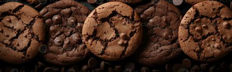 Chocolate Cookie Background Banner With Copy Space Generative Ai