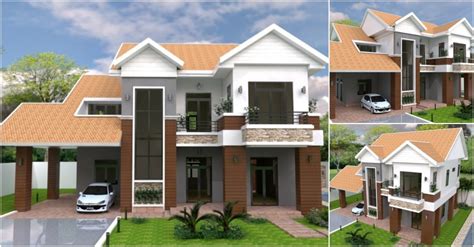 แบบบ้านทรงจั่วสองชั้น ดีไซน์ร่วมสมัย 3 ห้องนอน 4 ห้องน้ำ พร้อมสระว่ายน้ำและที่จอดรถ พื้นที่ใช้