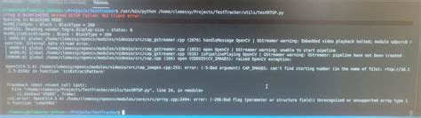 OPENCV Lecture RTSP 461 Client Error OPENING IN BLOCKING MODE Par