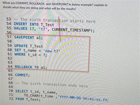 Solved What Are Commit Rollback And Savepoint In Below