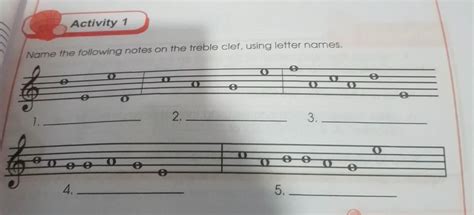 Activity 1 Name The Following Notes On The Treble Clef Using Letter Names Brainly Ph