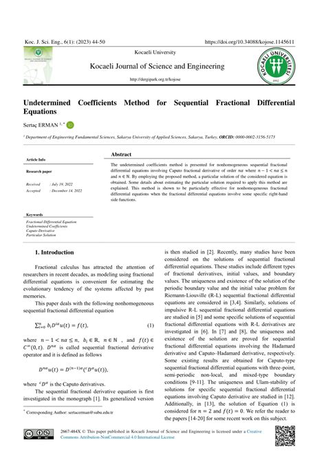 Pdf Undetermined Coefficients Method For Sequential Fractional