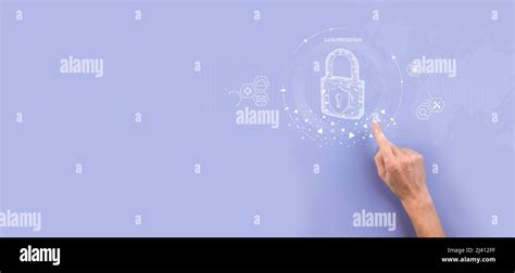 Cyber Security Network Padlock Icon And Internet Technology Networking Businessman Protecting