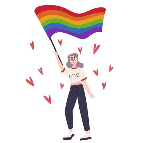 Premium Vector Woman Hold Lgbt Flag Concept Against Violence