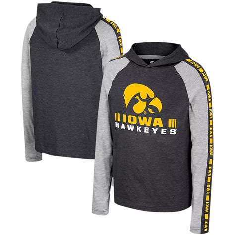 Youth Colosseum Black Iowa Hawkeyes Ned Raglan Long Sleeve Hooded T Shirt