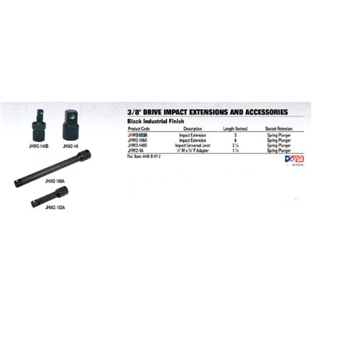 Williams Jhw2 4a 38 Drive Impact Adapter 12 M X 38 F Black