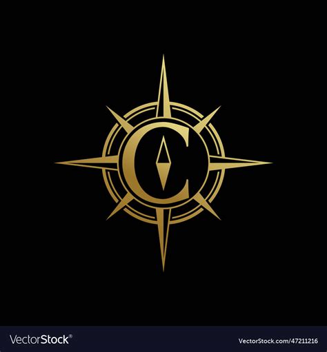 Letter C Compass Logo Design Royalty Free Vector Image