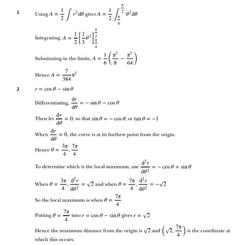 9231 Pure 1 Polar Coordinates Exercise 2 Maths With David
