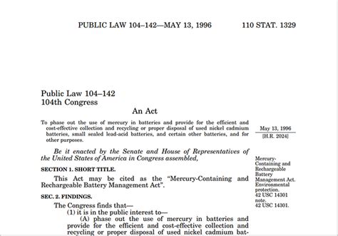 美国电池指令us Public Law No104 142 知乎