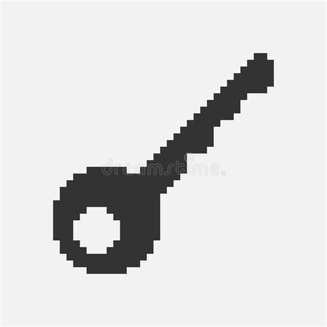 Black And White Simple 1bit Vector Pixel Art Icon Of Modern Door Key Password Login Security