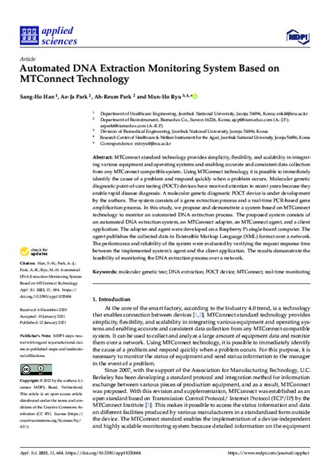 Pdf Automated Dna Extraction Monitoring System Based On Mtconnect Technology