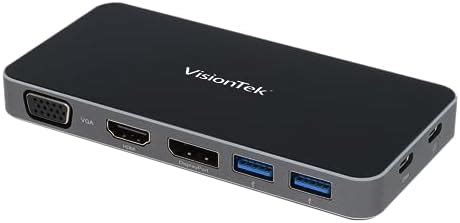 Amazon Com VisionTek VT200 Portable USB C Dual Monitor Hub 1x DP 1x HDMI 1x VGA 2X USB A