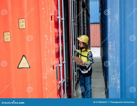 Image Of Professional Container Controllers Who Organize Container Deliveries And Moves To