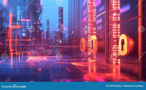 Cybersecurity Firewall Visualization Generative Ai Stock Illustration Illustration Of