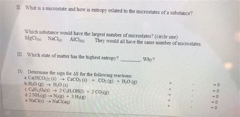 Solved Ii What Is A Microstate And How Is Entropy Related