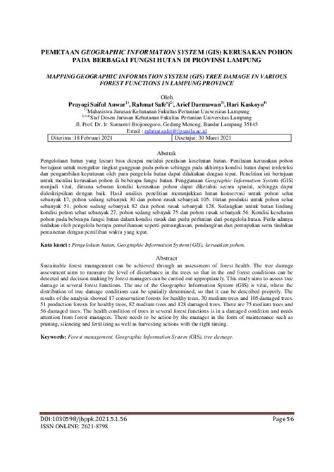 Pdf Pemetaan Geographic Information System Gis Kerusakan Pohon Pada Berbagai Fungsi Hutan Di